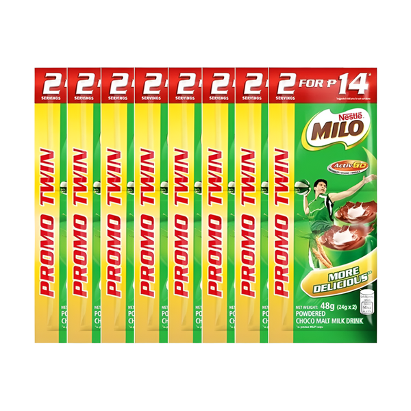 Nestle Milo Activ-Go Powdered Choco Malt Drink Twin Pack 48g x 8 pcs ...