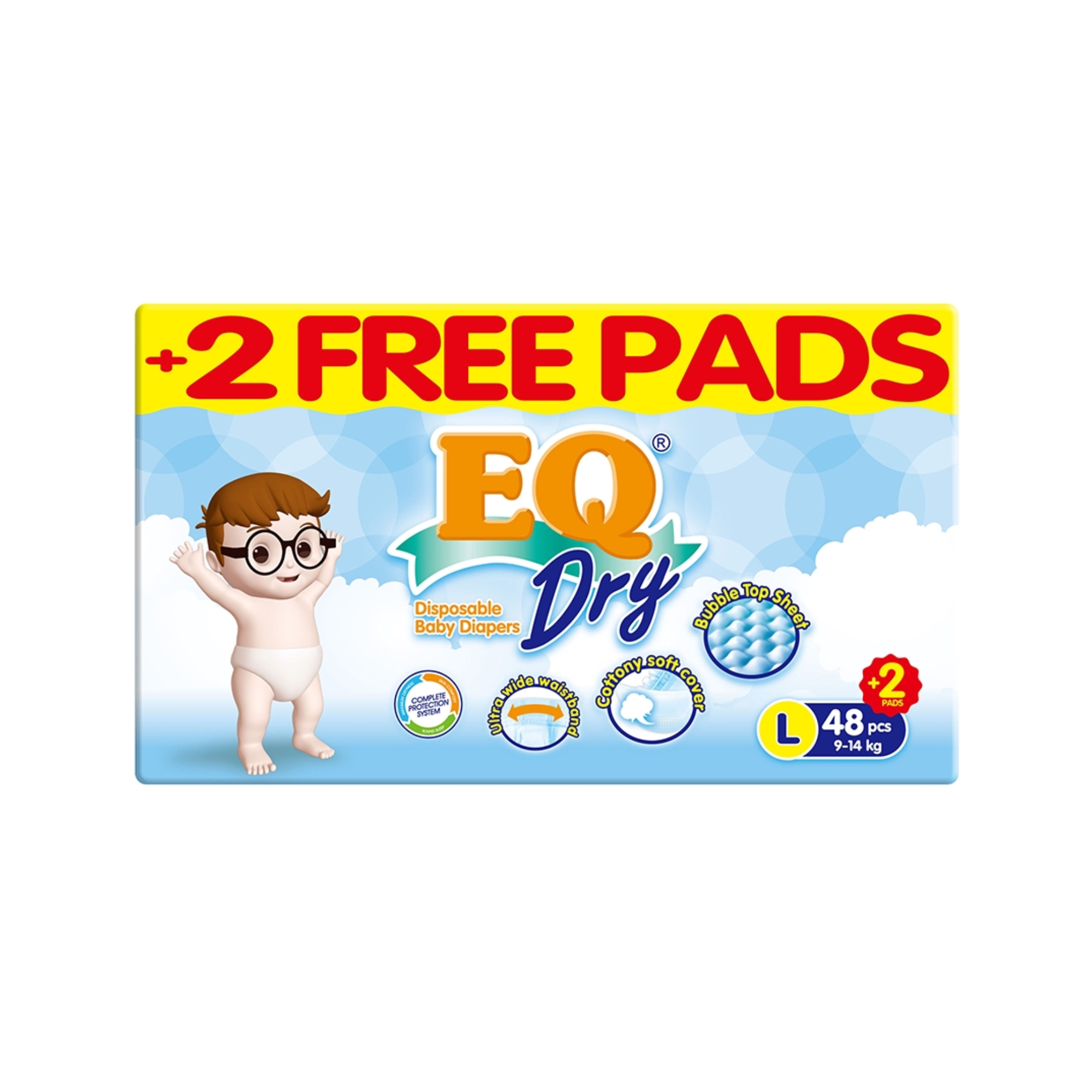 EQ Dry Baby Diapers Jumbo Pack Large x 48 pcs + 2 Free – AAA Shopping ...